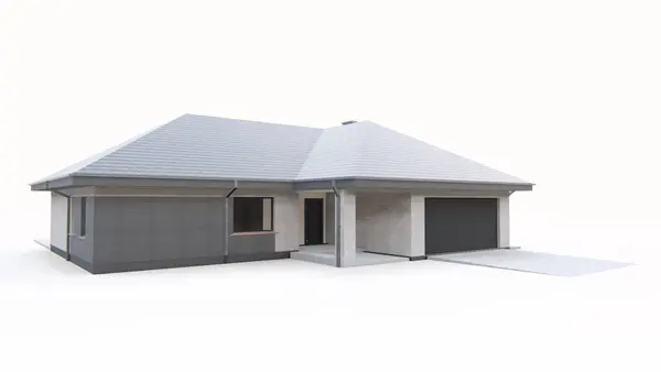 Namo dizainas Z282 Šiuolaikinis vienaukštis namas su dviviečiu garažu ir terasa